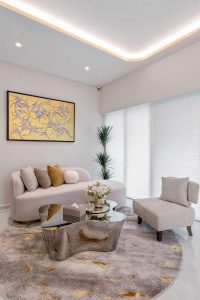 minimalist living room with cove lighting and drop ceiling - Hometrust